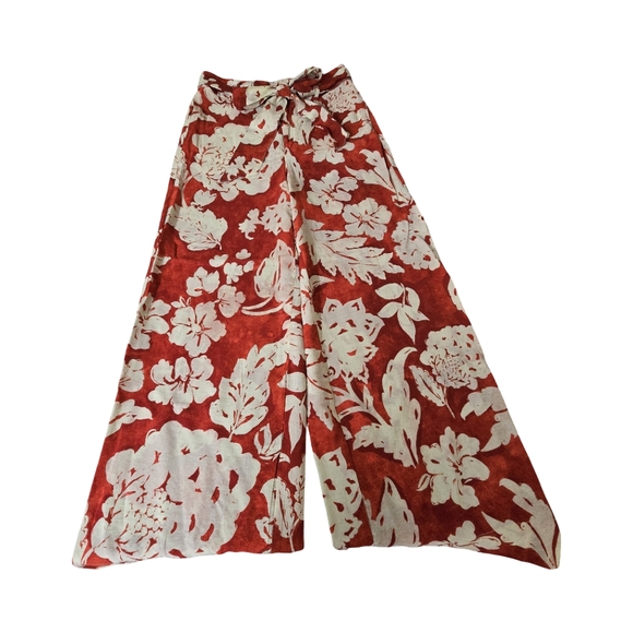 Mango | Pants & Jumpsuits | Mango Wide Leg Red And White Floral Pants ...